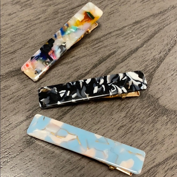 Accessories | New Marble Hair Clips 3 Set | Poshmark